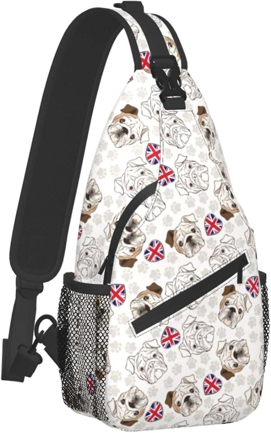 AT1099 Sling Bag English Bulldog Puppy Dog Hiking Daypack Crossbody ...