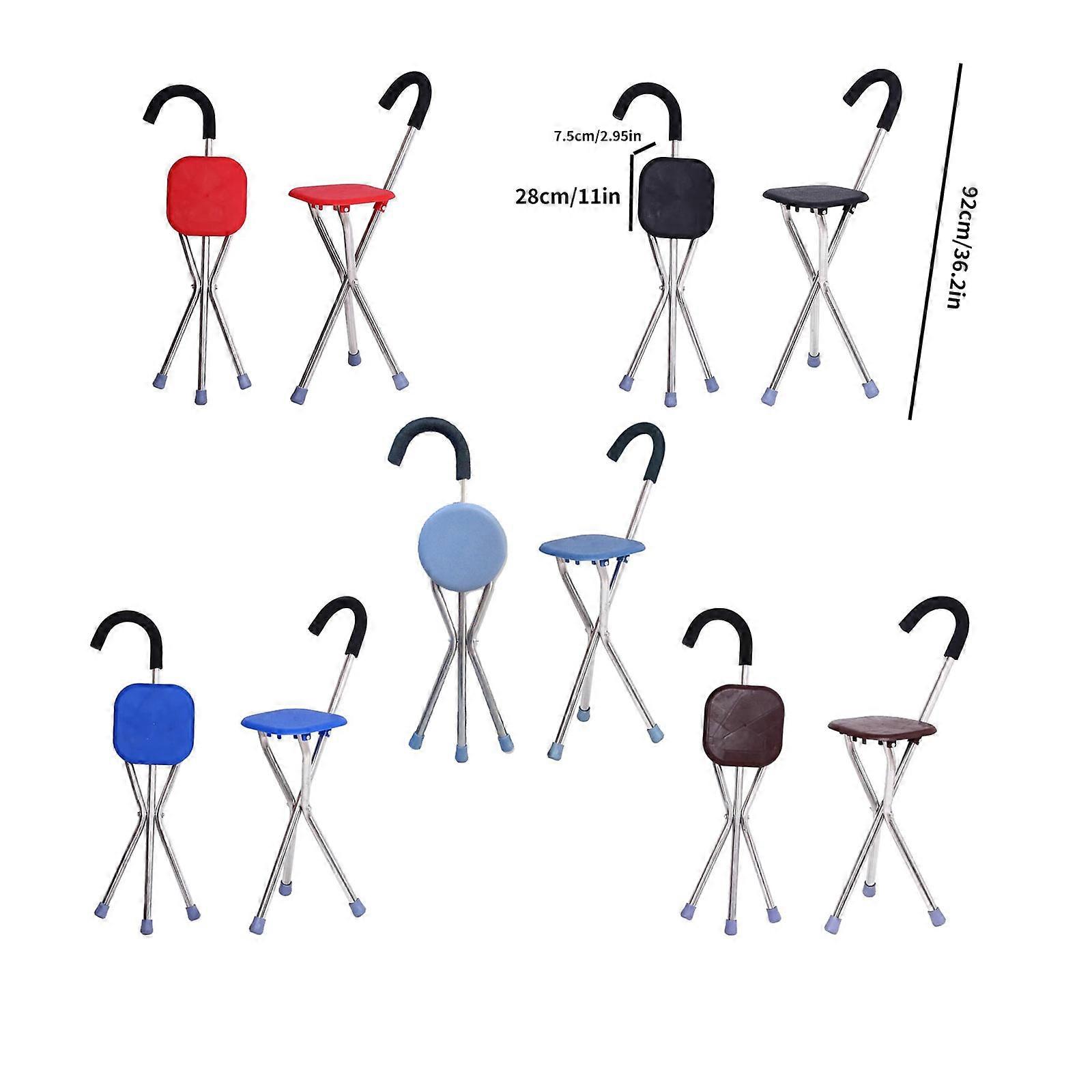 Folding Cane Stool Walking Stick Chair Elderly Crutch Stool, Walking ...