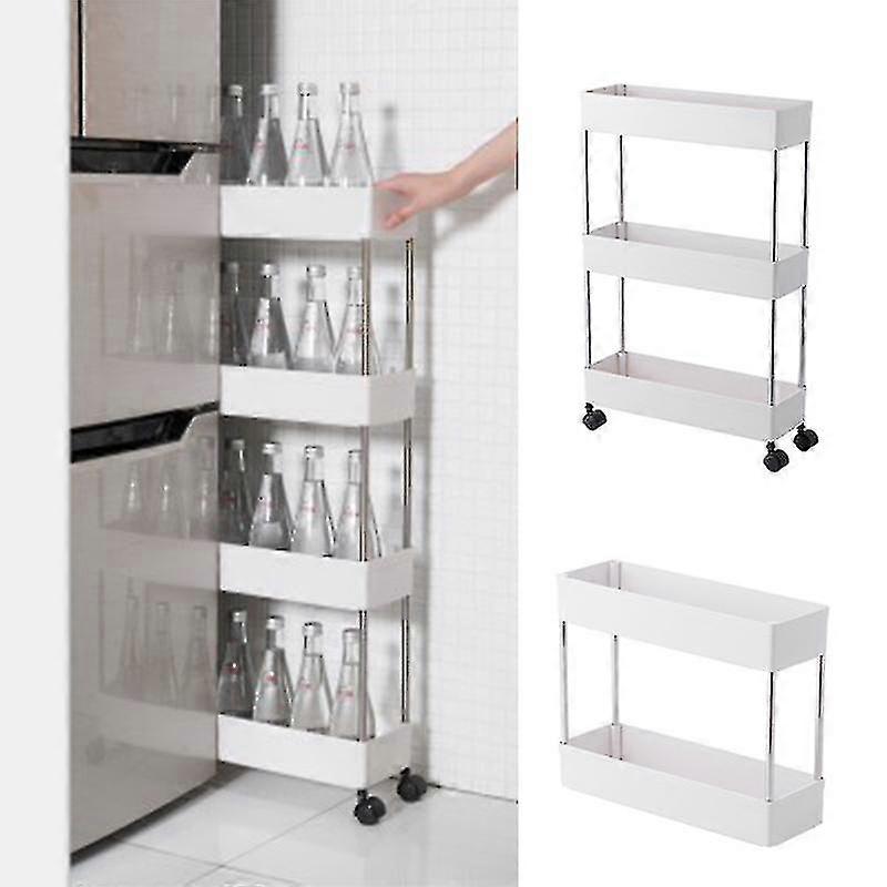 2/3/4 Tier Slim Storage Cart Mobile Shelving Unit Organizer Slide Out ...