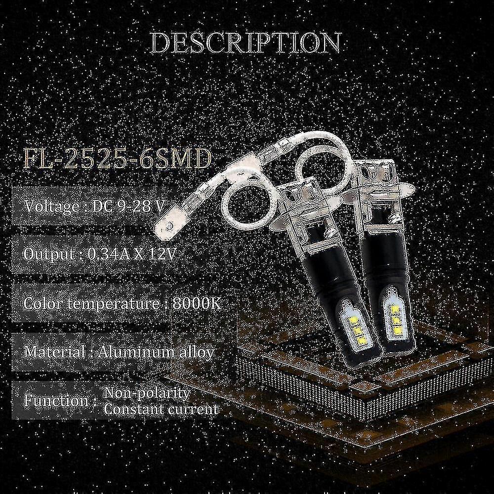 2x H3 160w 6000k 6000lm Super Bright White Drl Led Headlight Bulb Kit ...