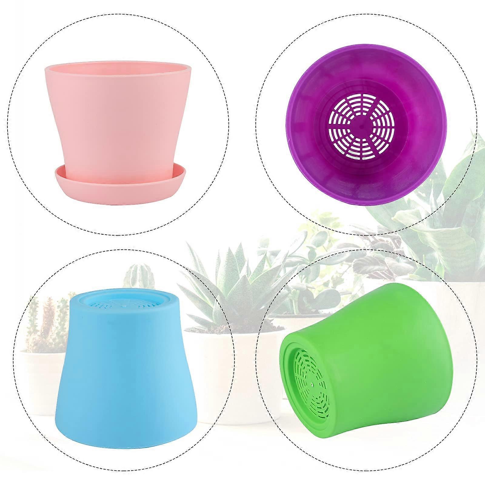 Pack of 8 10 cm flower pots with hole, small cactus pots, round plastic ...
