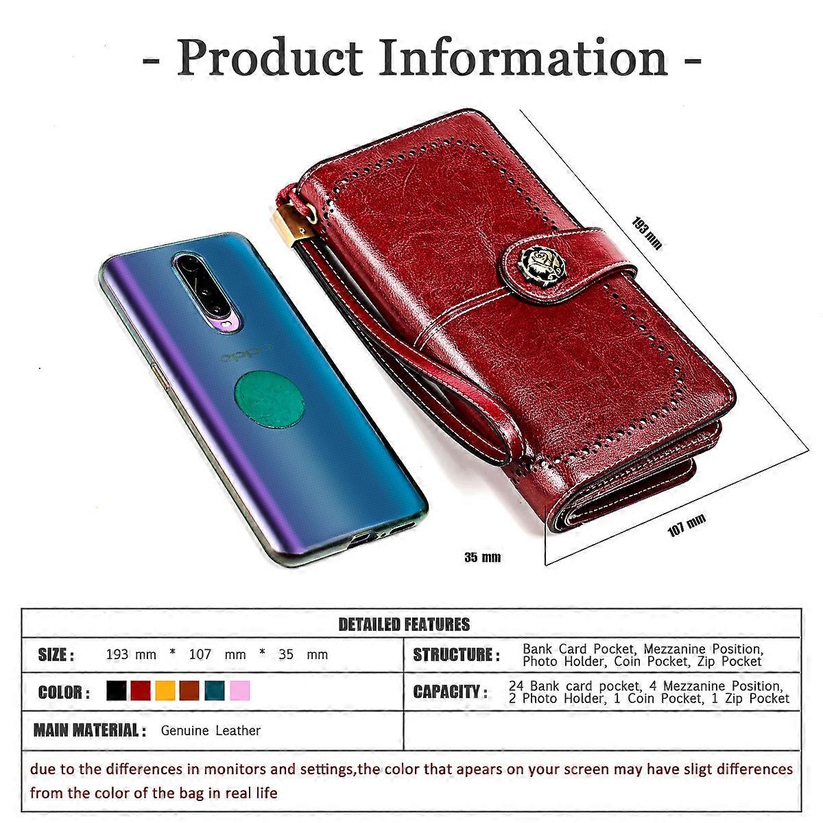 Soft leather women's wallets RFID block wallet-burgundy wallet many ...