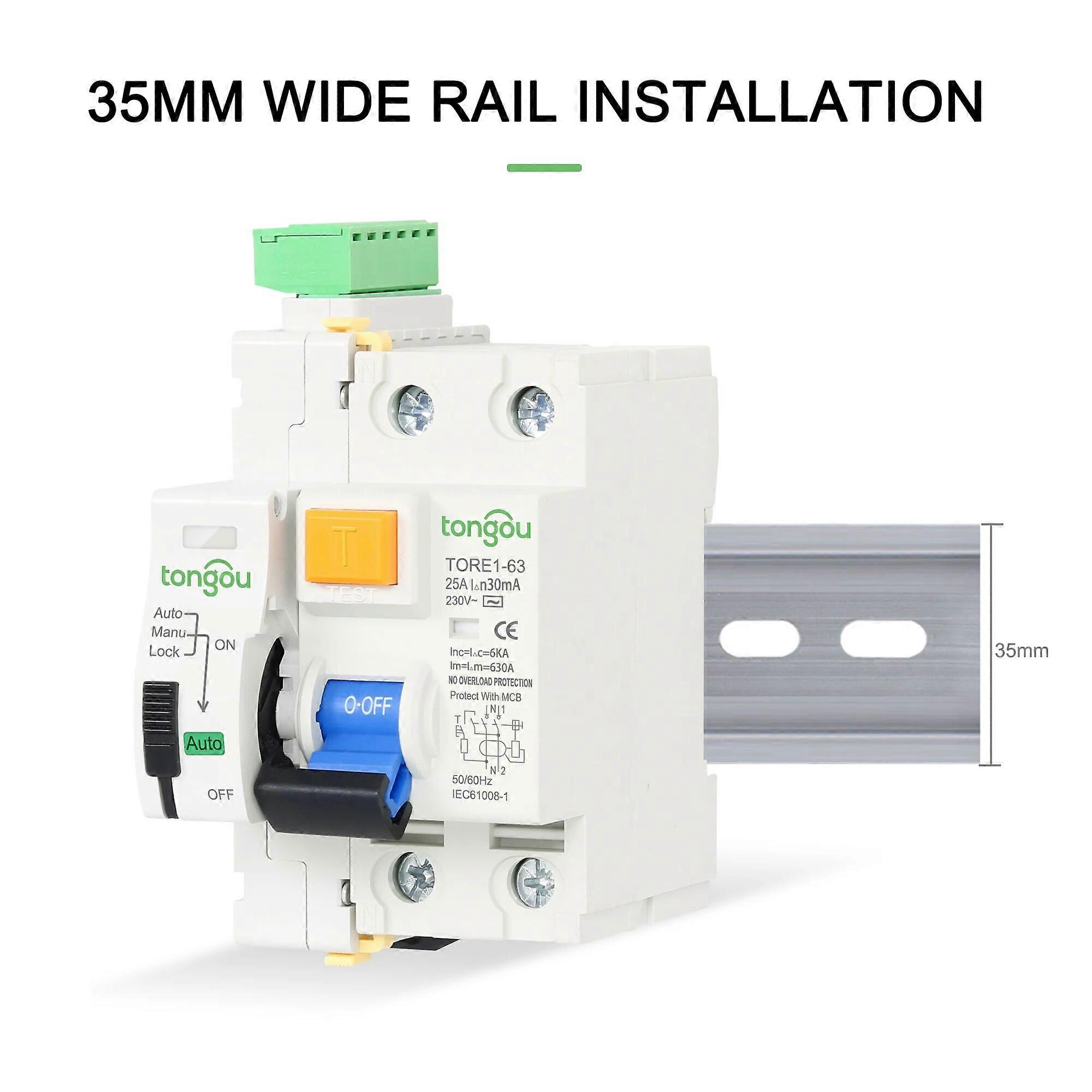 RCCB RCD 6KA AC 2P 230V Type Automatic Self-Reclosing Device Differential Circuit Breaker 63A ...
