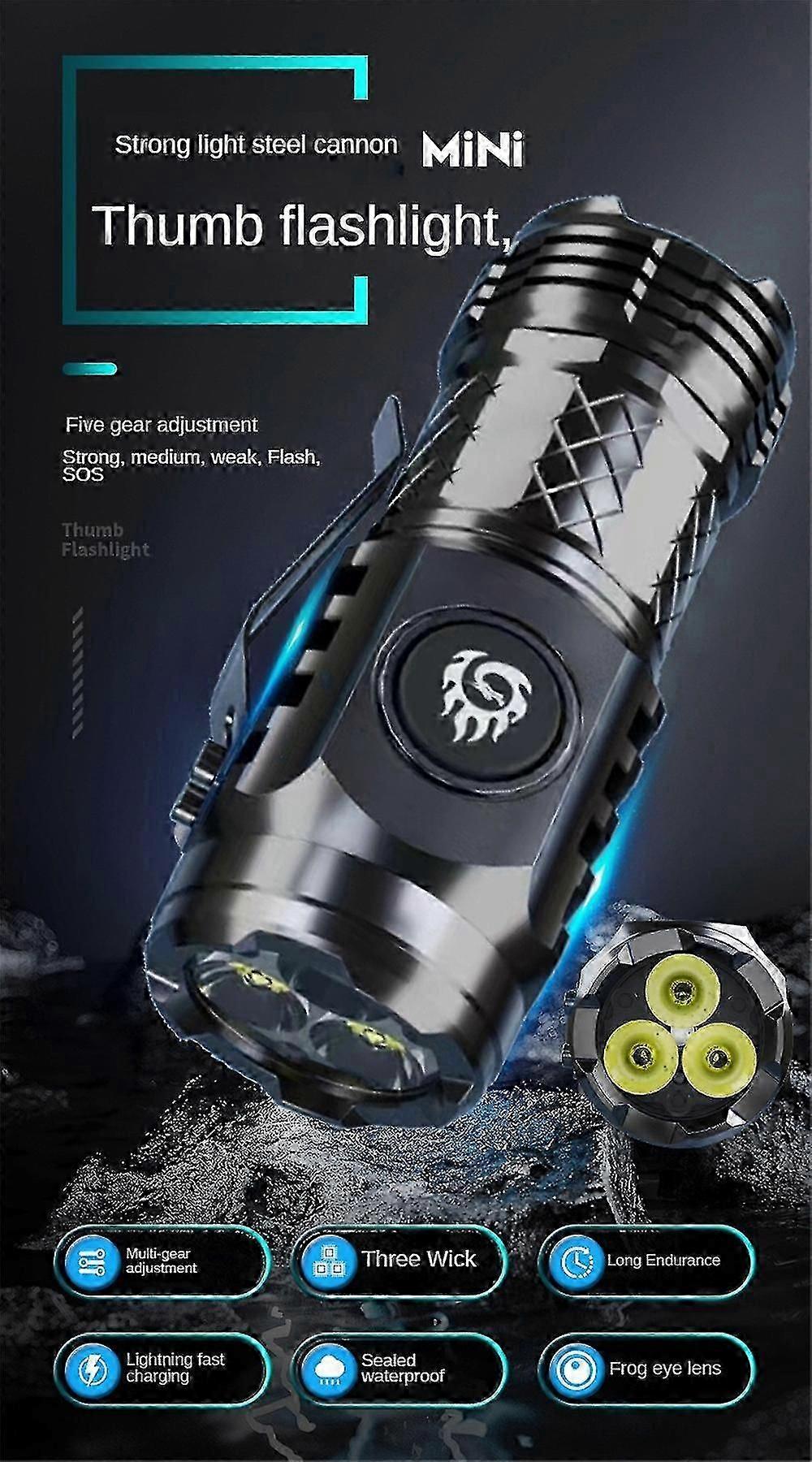 New Ultra Powerful Flashlight 3 Core Mini Tactical Flashlight Usb ...