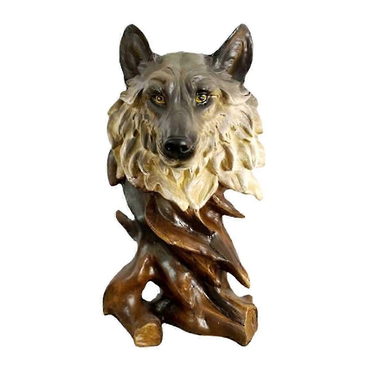 Wolf Figurine Wolf Bust Handcarved Wolf Animal Statue Faux Taxidermy ...