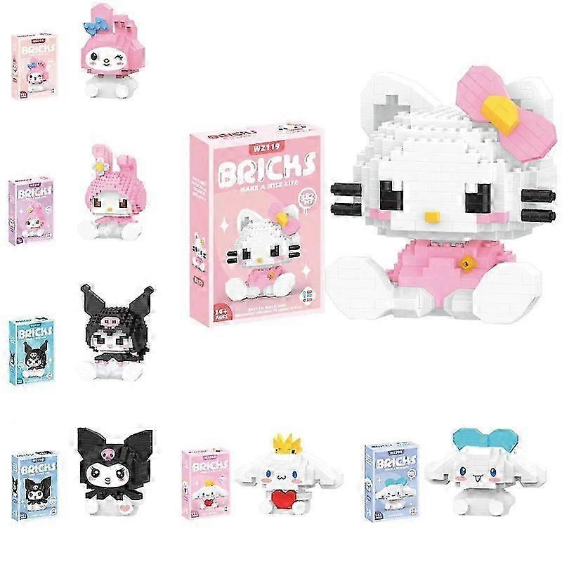 "Hello Kitty Building Block Sanrio Anime Figure Kuromi Assembled Toys ...