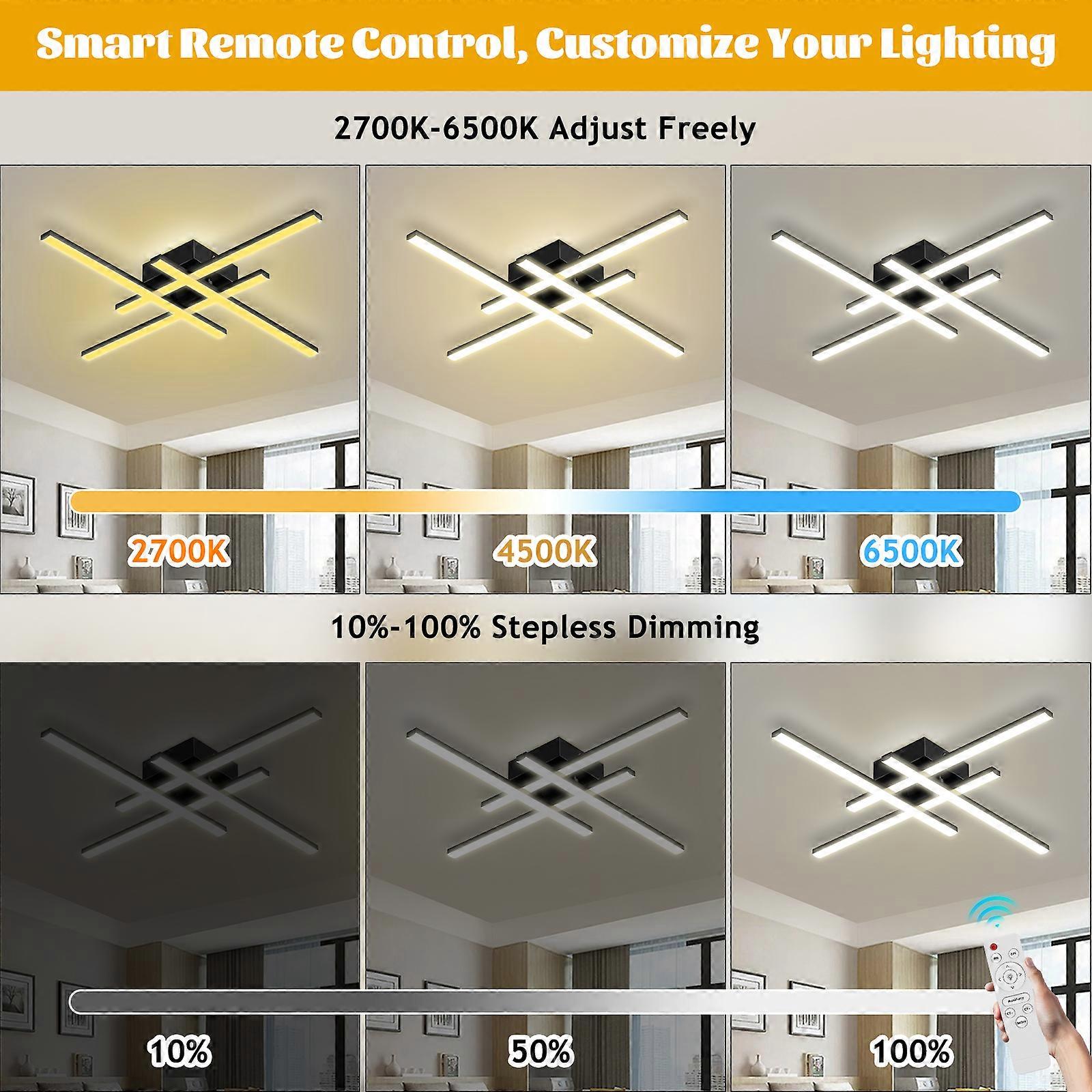 Straight Ceiling Light (3-Color Remote Control) Black 4-Prong | Fruugo UK