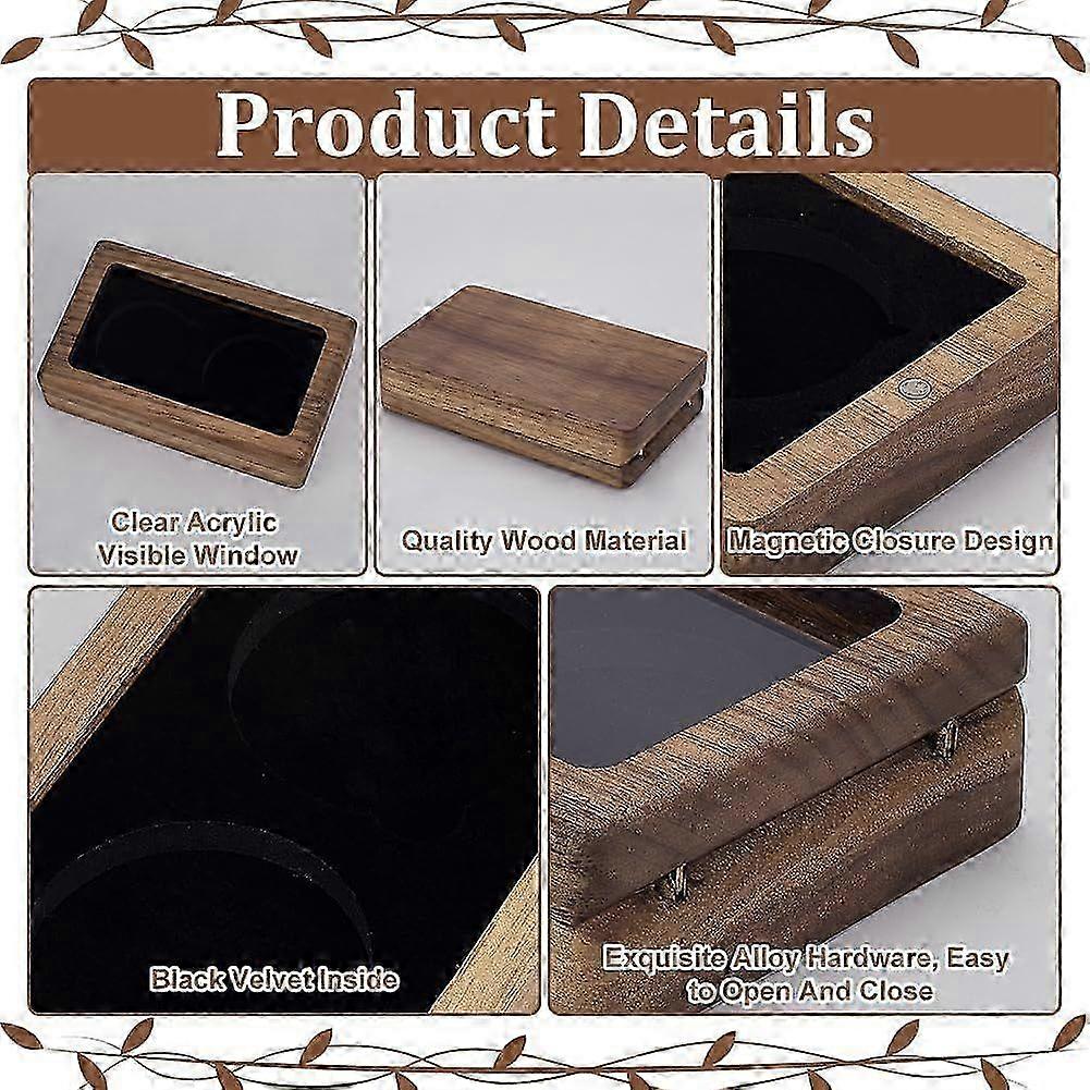 Wood Challenge Coin Presentation Display Box with Black Inside 40mm ...