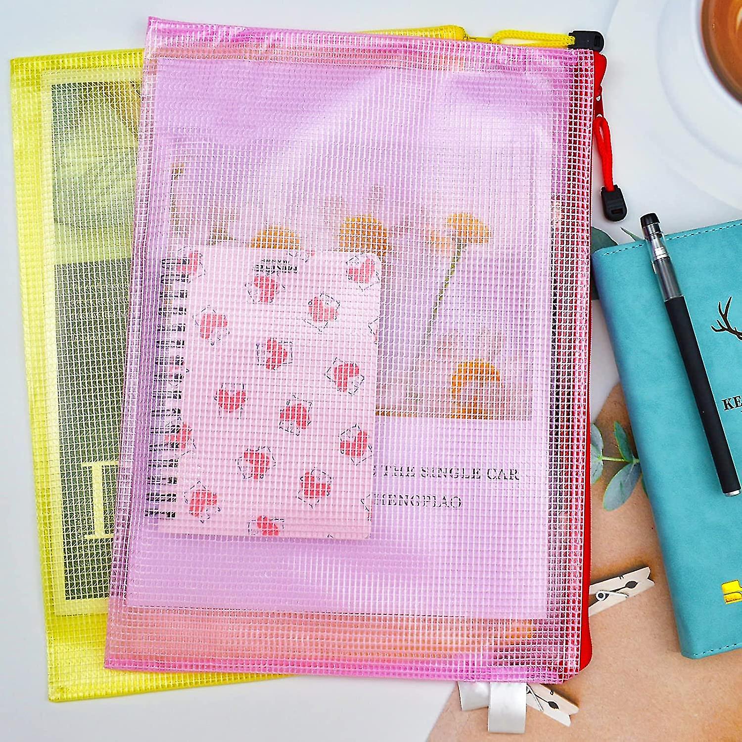 5pcs Plastic Wallets A4 File Folder Document Zipper Bags A4 Zip Bag ...