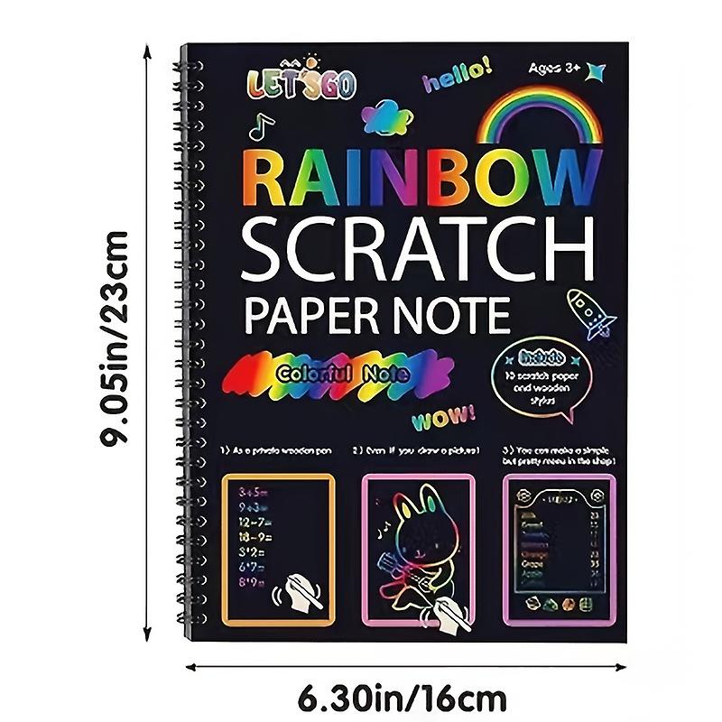 12 Sheets Rainbow Scratch Off Notebooks Arts Crafts Supplies Set Color ...