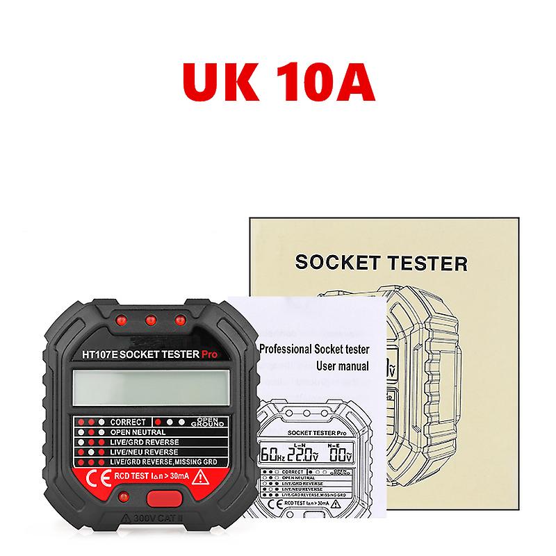 Ht107 Outlet Socket Tester Digital Plug Ac Voltage Detect 30ma Rcd Test ...