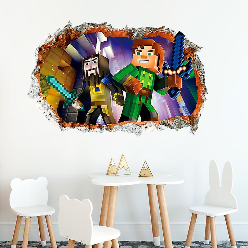 3pcs Minecraft Wall Stickers 3D Smash Wall Decal Removable Wall ...
