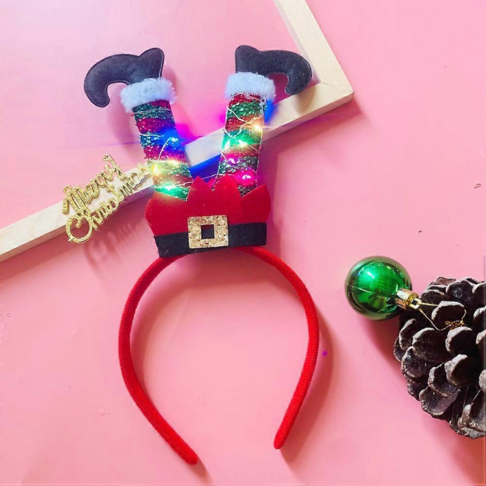 Children Christmas Headband With Lights Elf Leg Hair Band Kids Hair ...