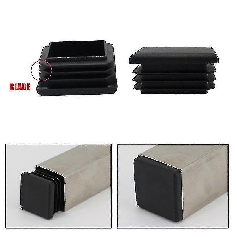 Square Plastic Plug Tubing Post End Cap Chair Glide 10pcs Black Plastic ...