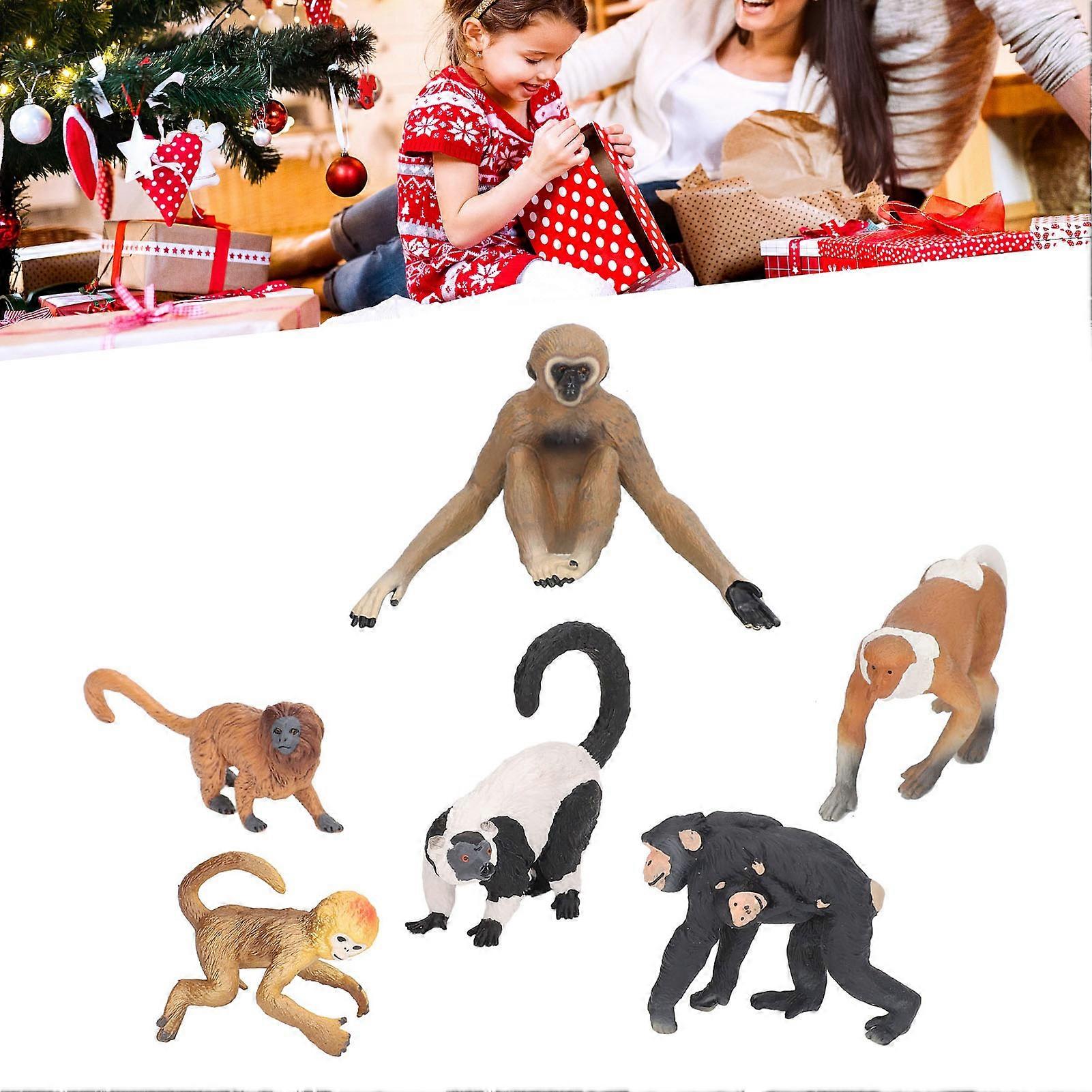 6pcs Monkey Models Playset Safe Simple Styling Simulation Kids ...
