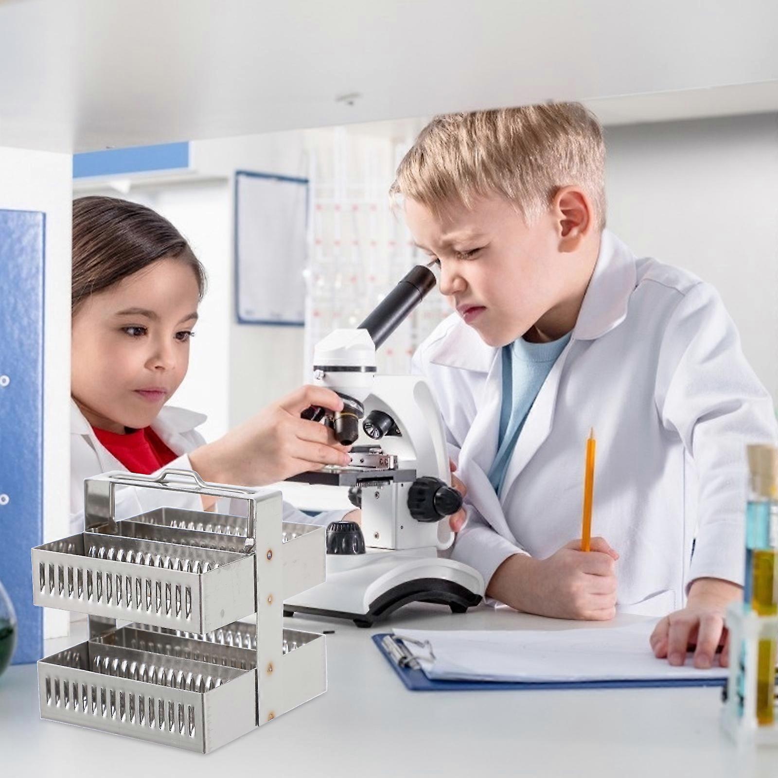 Glass Slides Rack Stainless Staining Rack 30 Positions Microscope ...