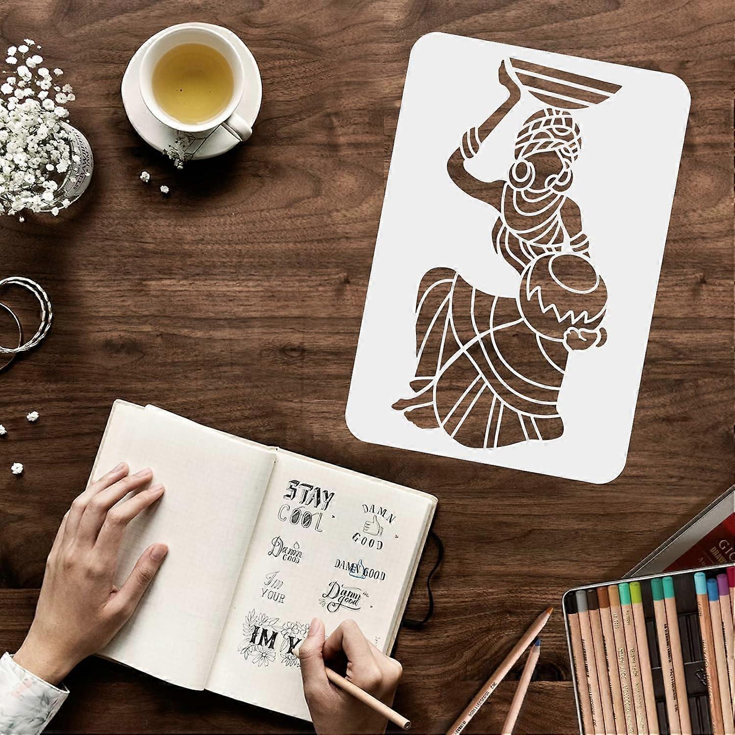 African Girl Stencils 11.7x8.3 inch Lady Silhouette Drawing Stencils ...