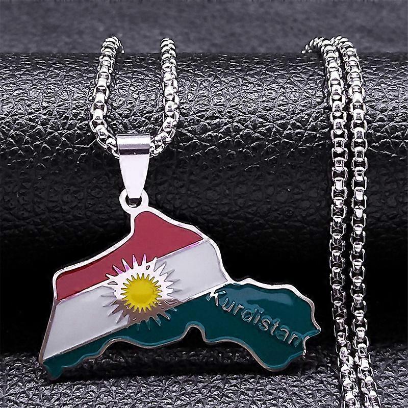 Kurdistan Region Map Necklace for Women Men Chains Stainless Steel ...