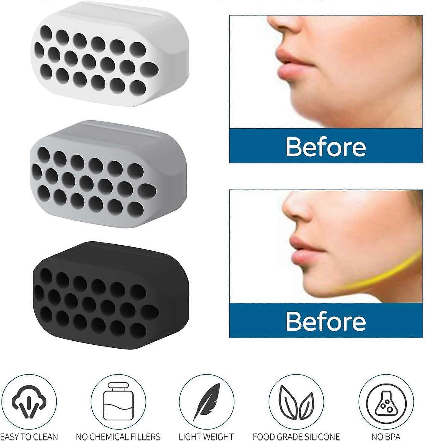 Jawline Muscle Trainer, 6 Pieces Jaw Exerciser Jawline Fitness Double ...