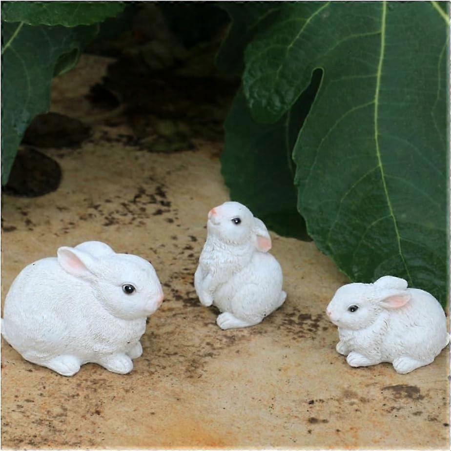 White-Rabbits Statues Garden Decor Rabbit Family of Three Garden ...