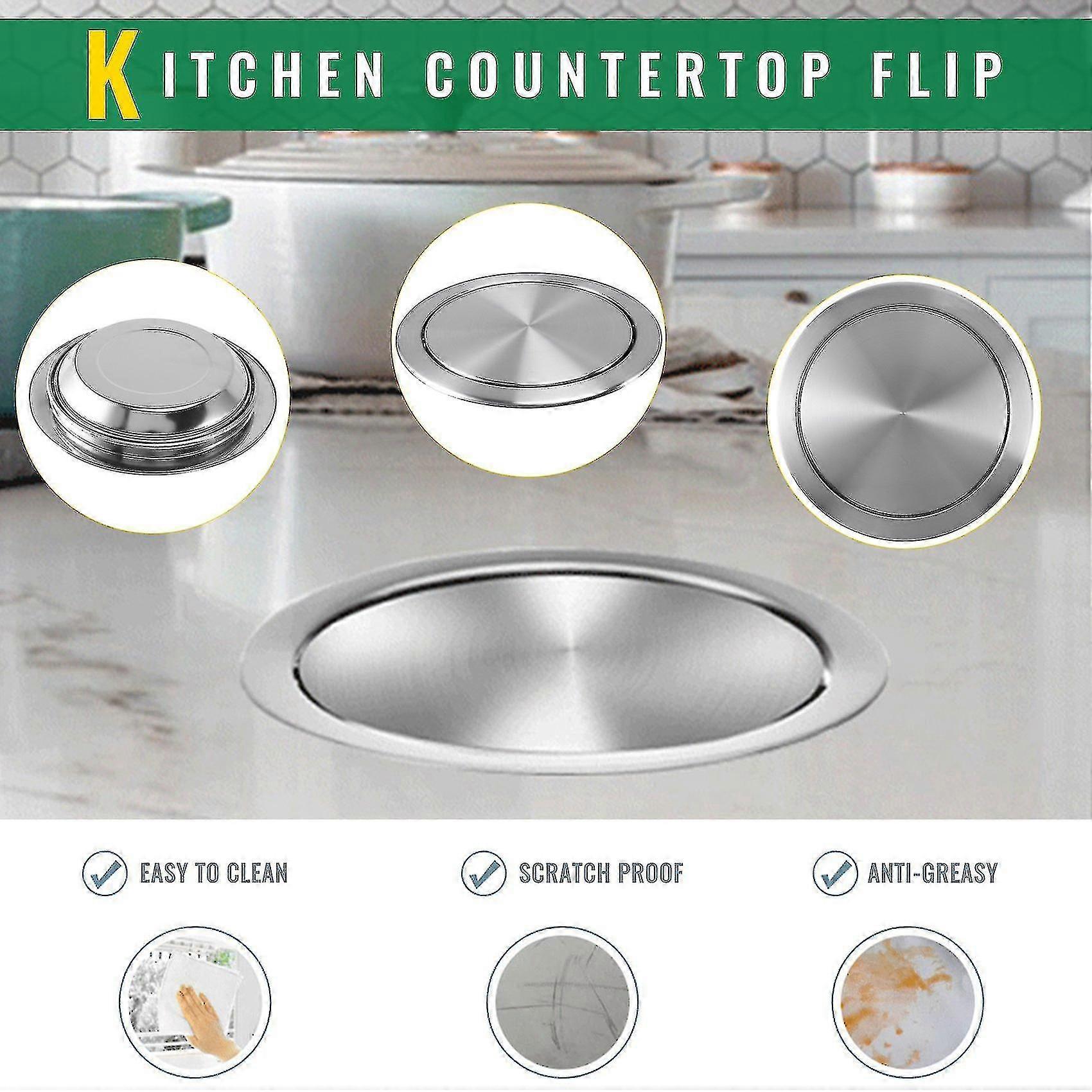 Stainless Steel Trash Lid Trash Can Covered Flush Built-in Balanced ...