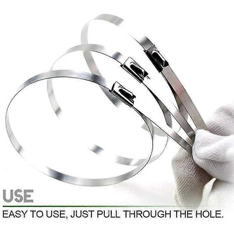 100pcs Multi-purpose Locking Cable Metal Zip Ties Stainless Steel Self ...