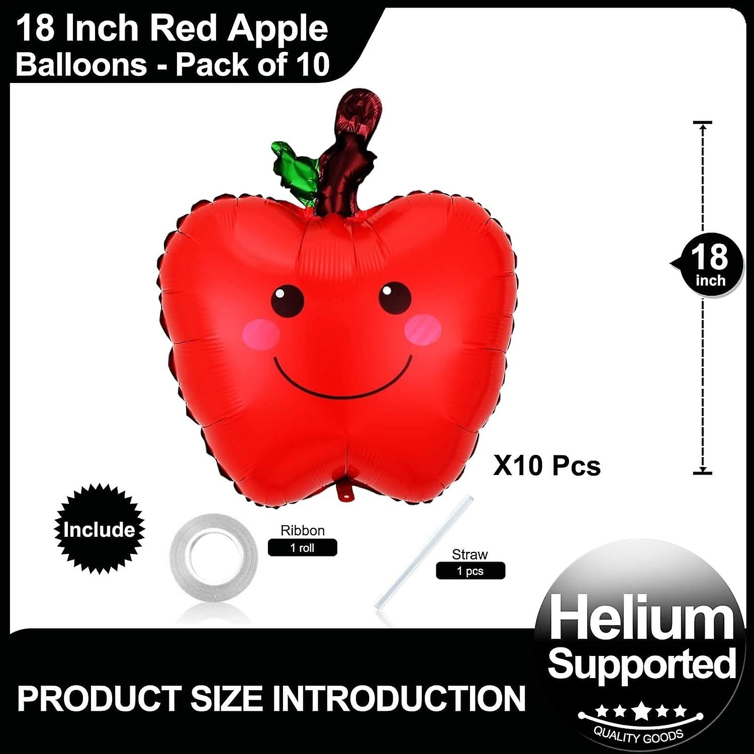 10 Pack Gaint Apples Foil Balloons 18 Inch Cute Helium Mylar Apples ...