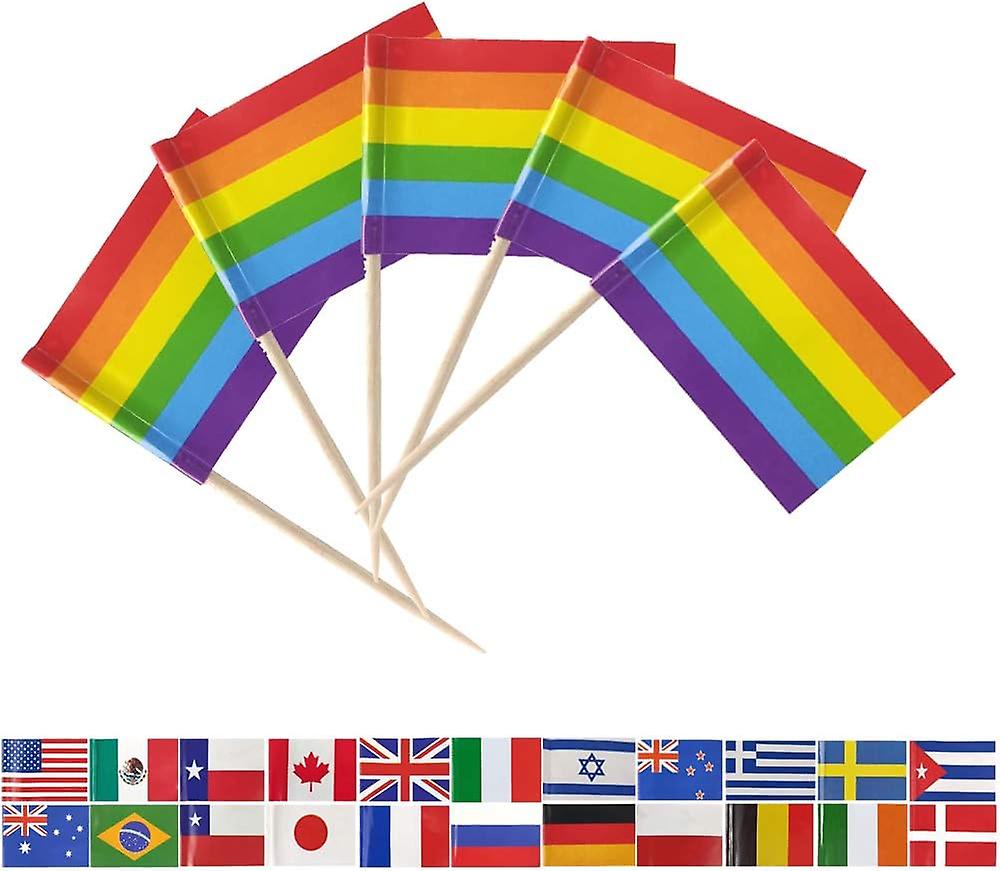 100pcs Rainbow Pride Gay Toothpick Flags, Small Mini Stick Pride Lgbt ...