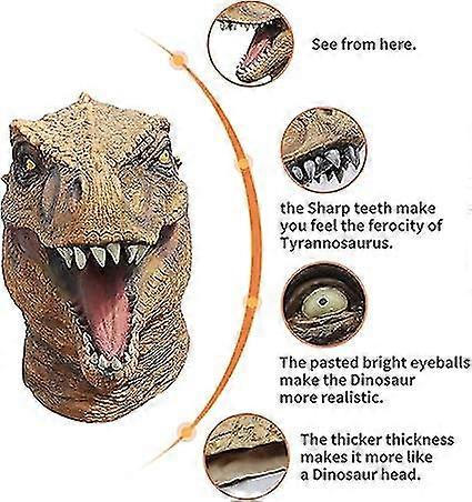 Dinosaur Mask T-rex Head Latex Realistic Animal Full Head Mask for ...