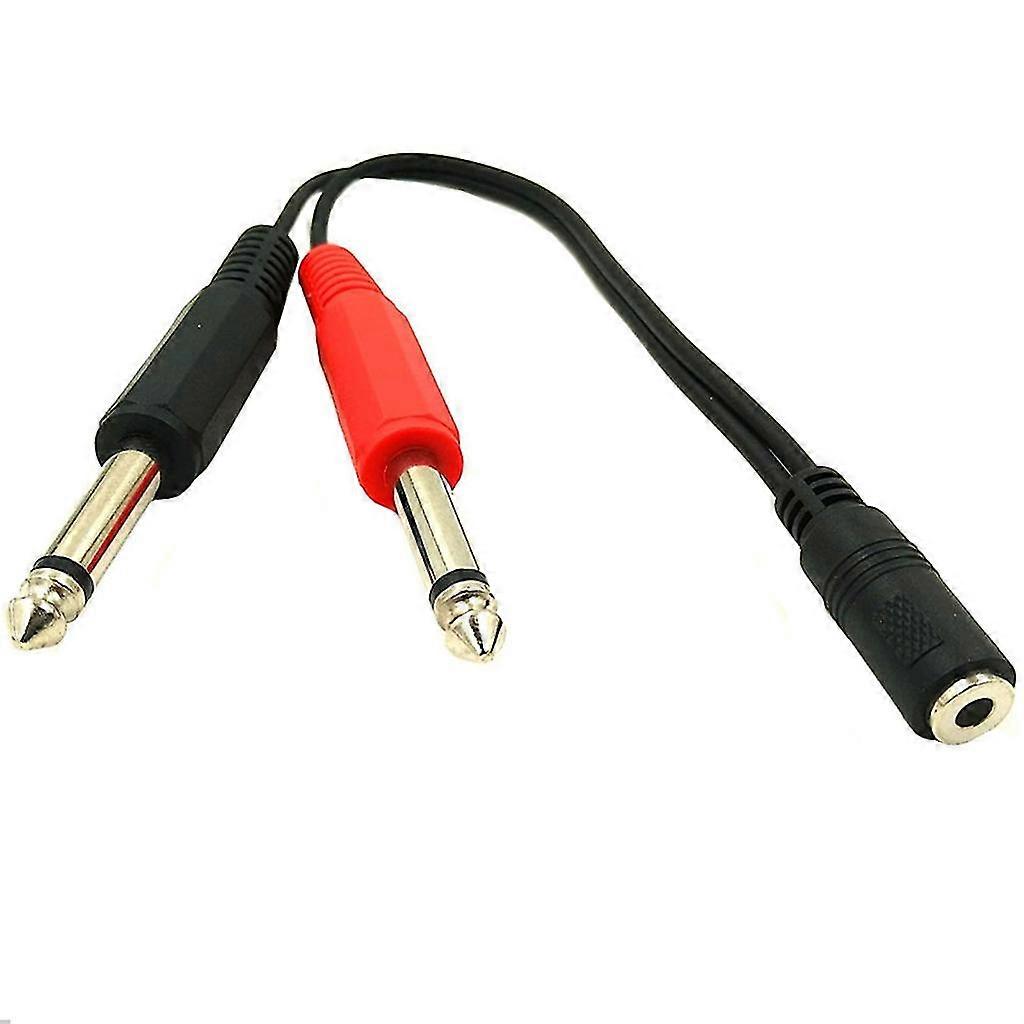 3.5mm 1/8-inch Stereo Trs Female To 2 Dual 6.35mm Mono Ts Female Y ...