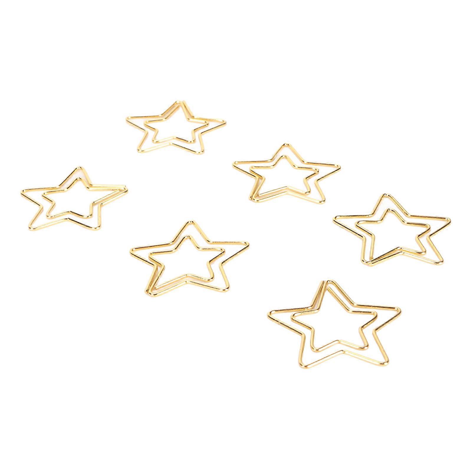 100pcs Golden Star Shape Paper Clips Skid Resistant Plated Metal Cute ...