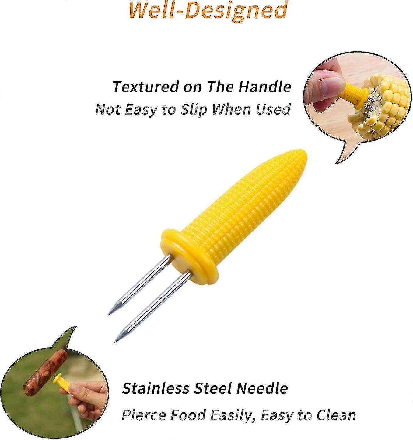 10 Pcs Corn Holders Set, Stainless Steel Corn Cob Holders, Corn On The Cob Skewers For Bbq ...