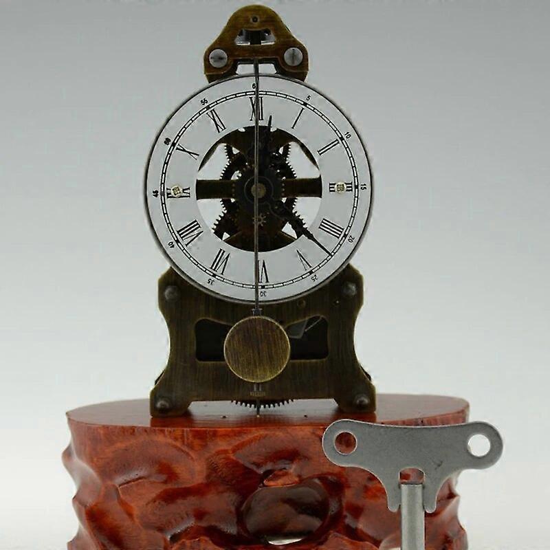 Copper Movement Mechanical Clock Desk Desktop Vintage Table Clock Metal ...