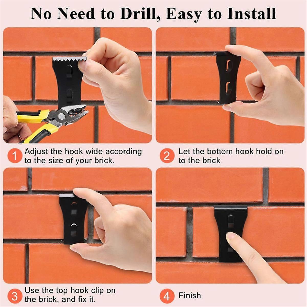 Metal Brick Clip Hooks No Drill Wall Brick Coat Hanger, Outdoor Brick ...