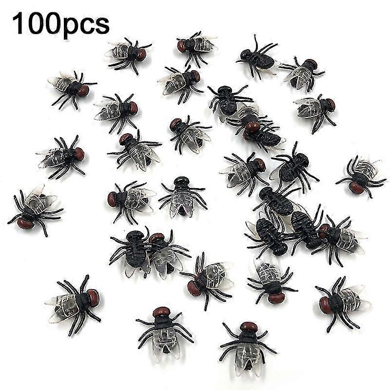 100 Pcs Fake Flies Plastic Simulated Insect Fly Bugs Joke Toys Prank ...