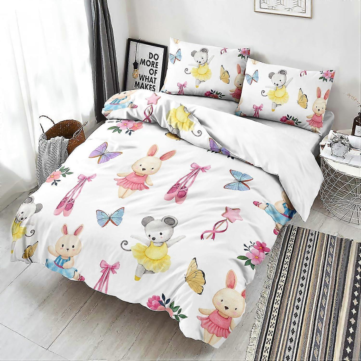 b2145 Bed Sheets Cartoon Animal Wildlife Wildlife Red 3 Piece Bedding Set 1 Quilt Cover and 2 ...