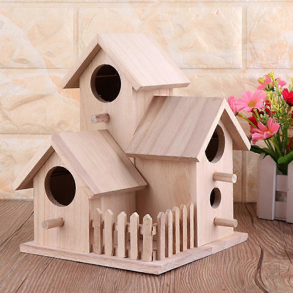 for Creative Wooden Bird House Breeding Cage Box Feeding Nest Garden ...