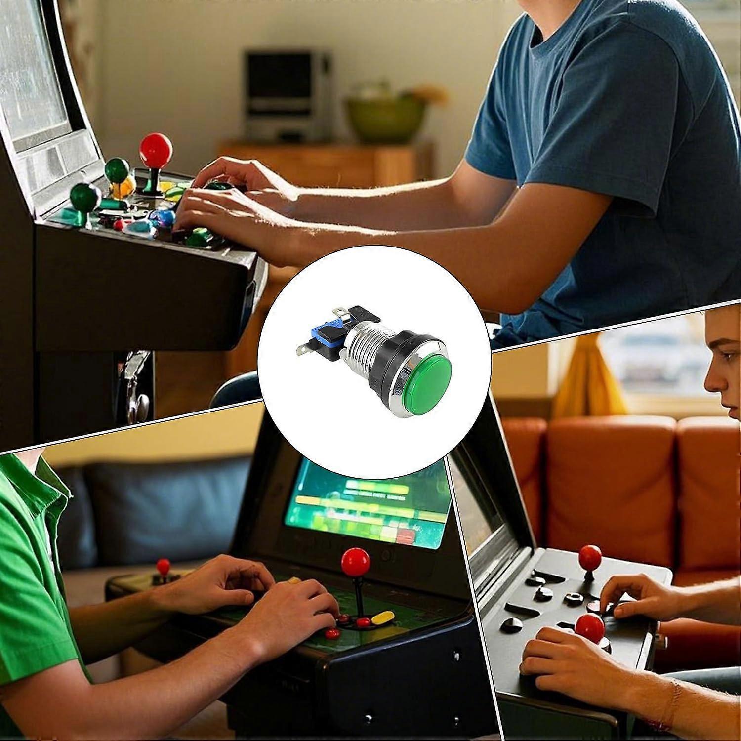 Arcade LED Illuminated Push Button Green, Light-Up Push Button with ...