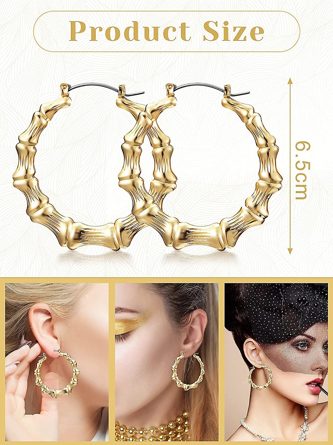 Large Bamboo Hoop Earrings Hip Hop Woman Bamboo Hoop Earrings Oversized ...