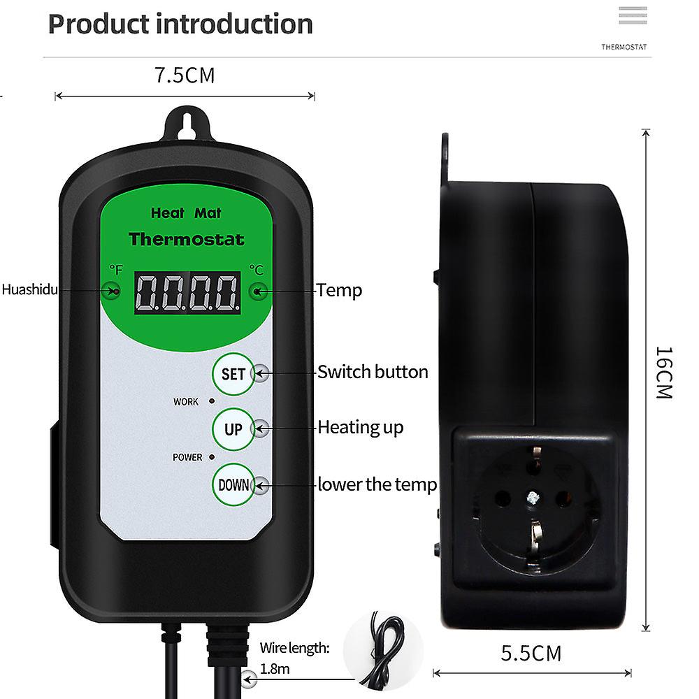 Heat Mat Thermostat 1000w Temperature Controller 5℃-42℃ For Hydroponic ...