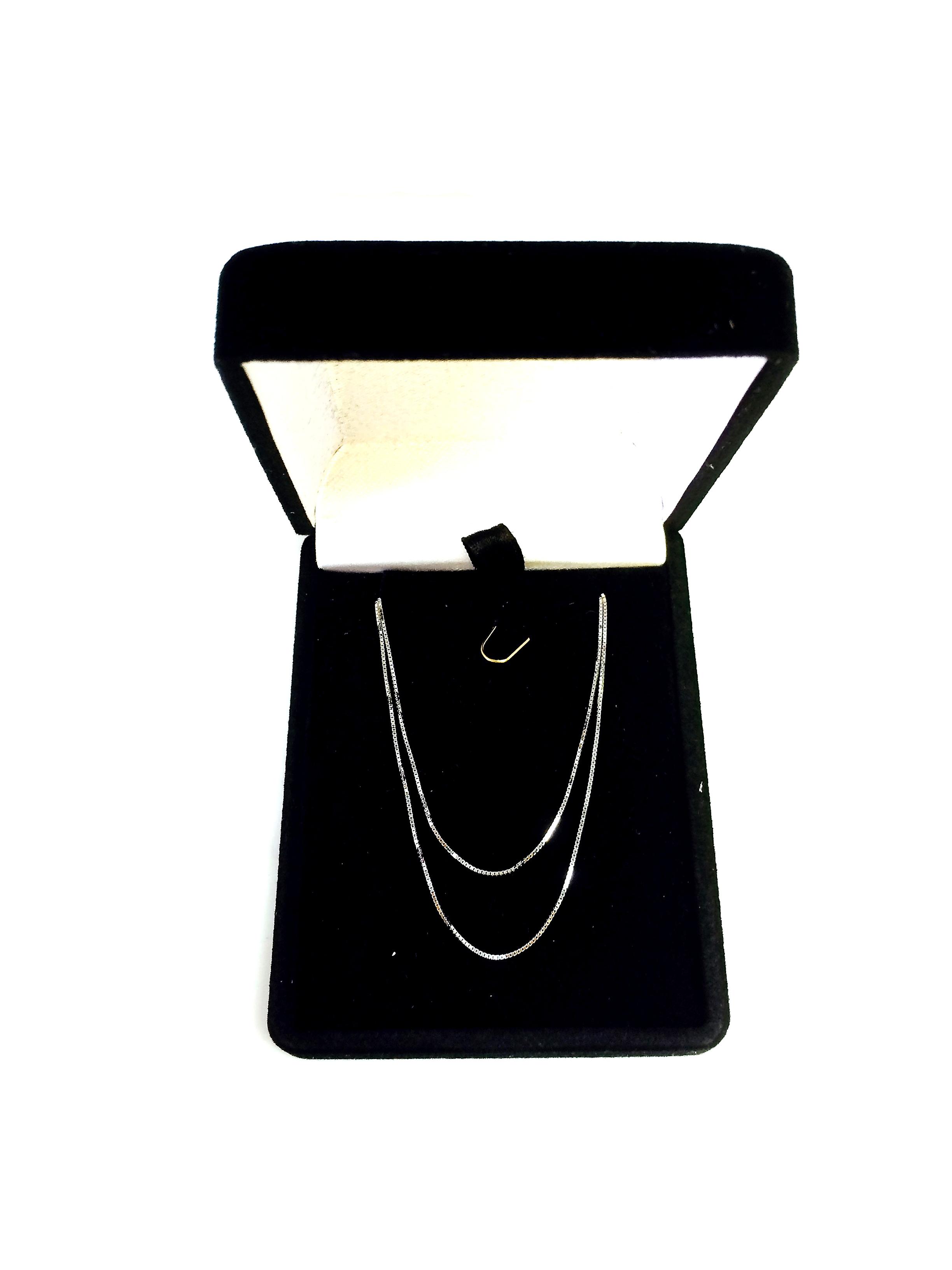 14k White Solid Gold Mirror Box Chain Necklace, 0.6mm | Fruugo UK