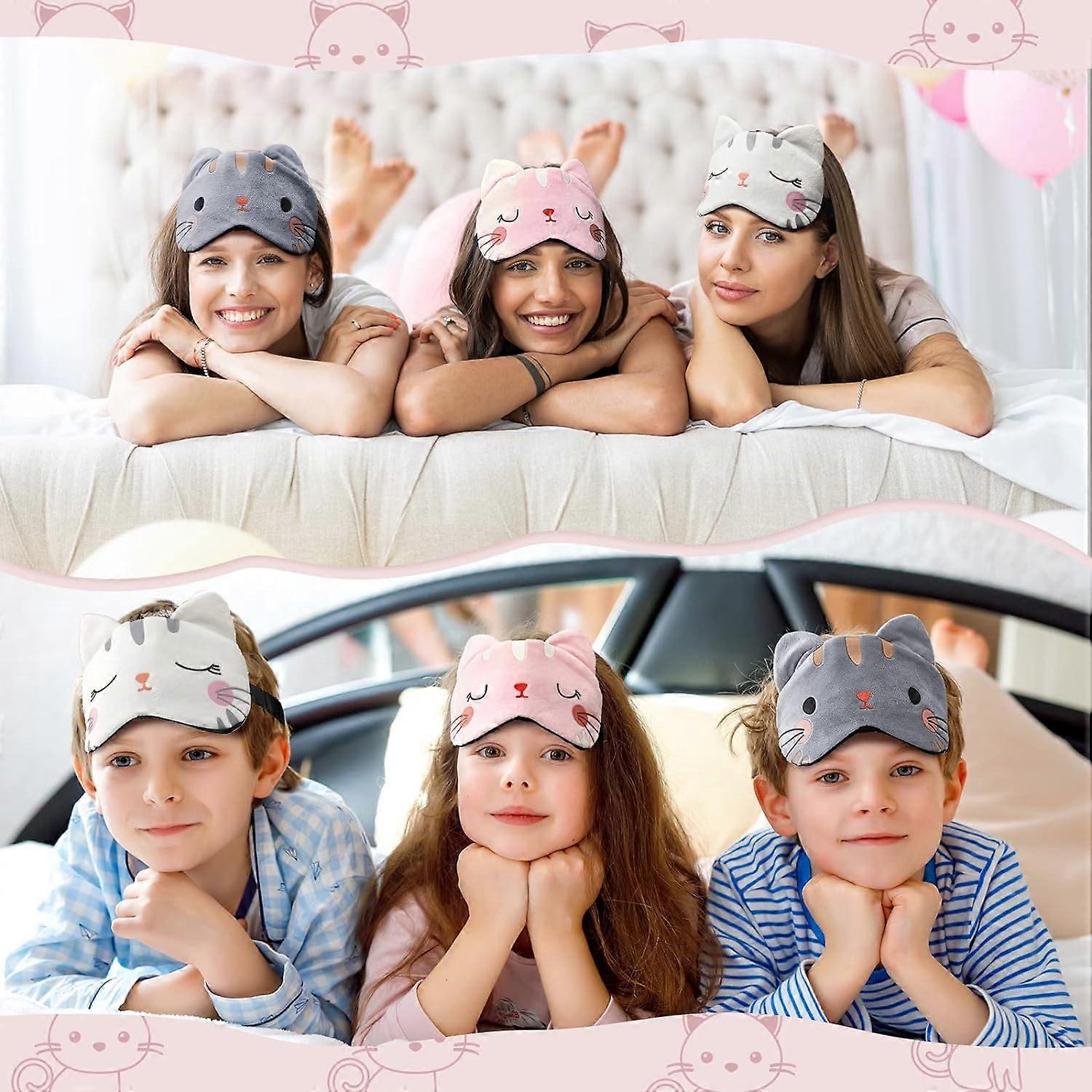 Cute Eye Mask for Sleeping 3 Pieces Cartoon Cat Dog Face Eye Cover ...