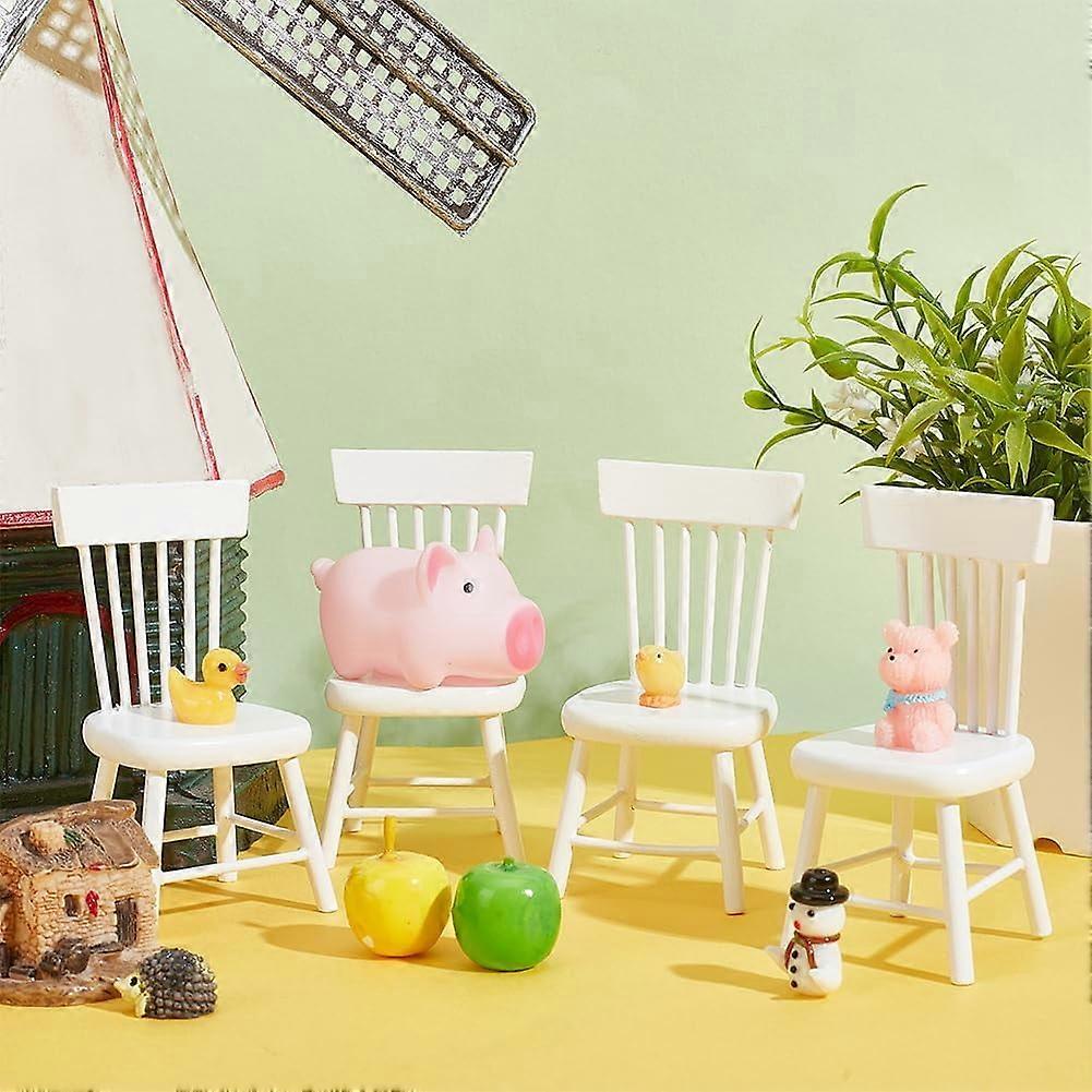 4pcs Dollhouse Furniture Chairs 1/12 Miniature Chairs Mini Wood Chair ...
