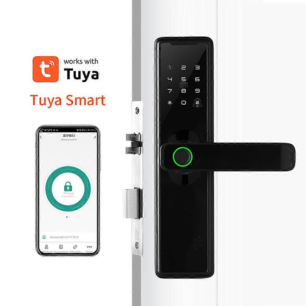 Tuya Wifi Electronic Smart Door Lock With Biometric Fingerprint / Smart Card / Password / Key ...