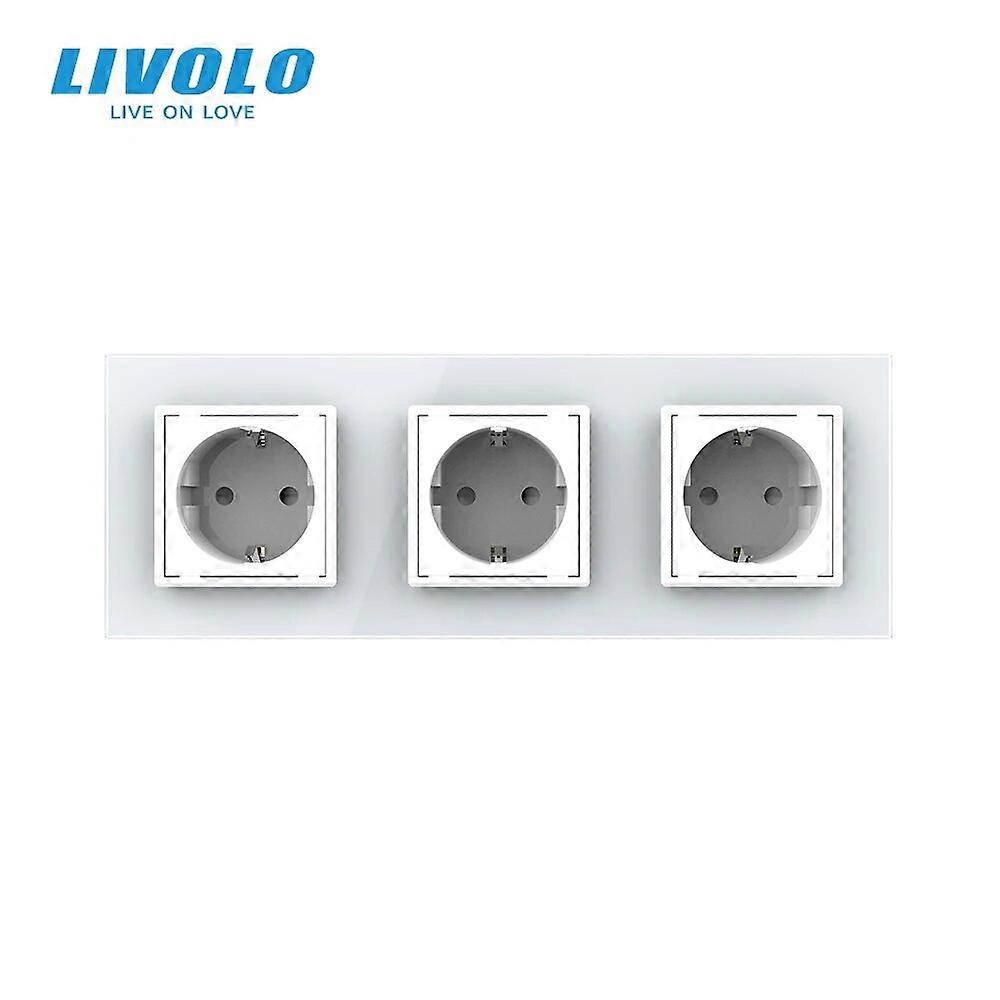 Livolo New EU Standard Power Socket, White Crystal Glass Outlet Panel ...