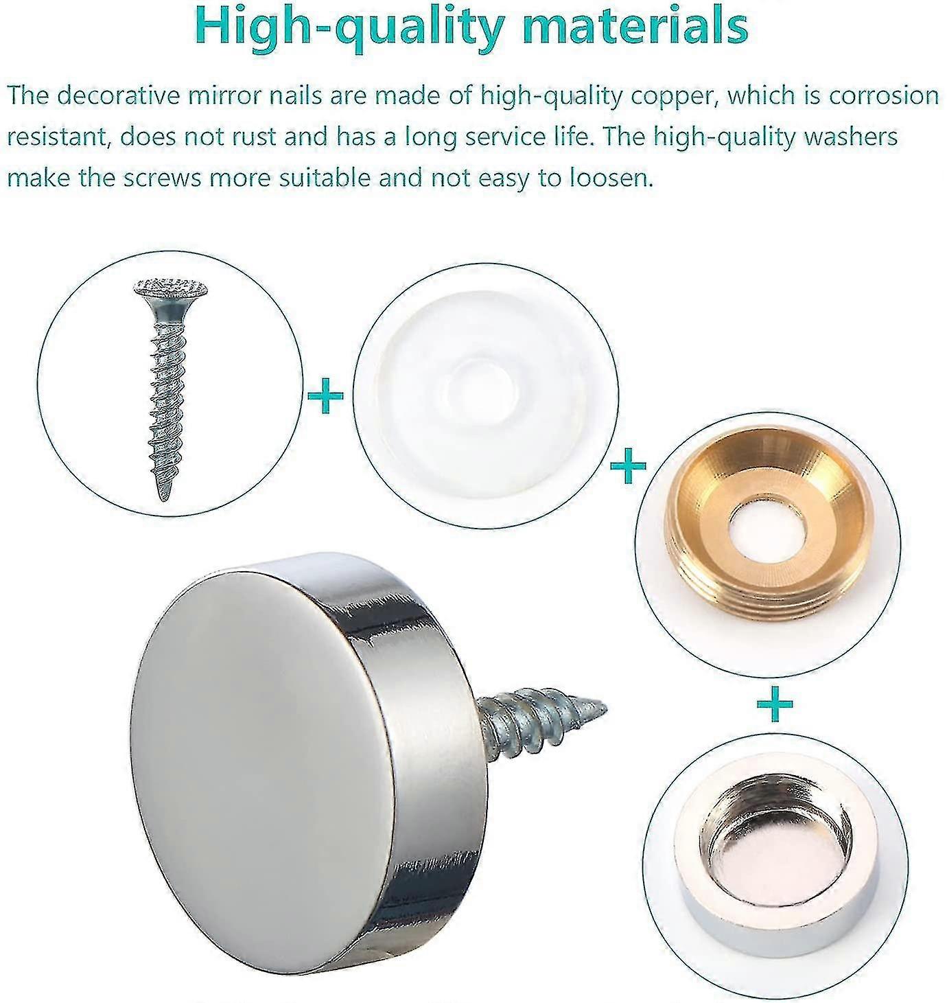 20 Sets Of Silver Mirror Screws, 12mm Mirror Screws Made Of Polished ...