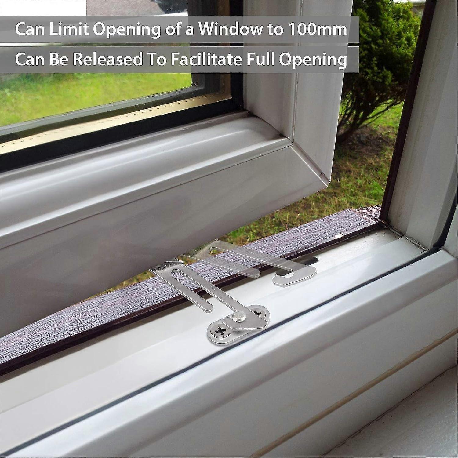 4PCS UPVC Window Lock Stainless Steel Window Restrictor Blocks Latches ...