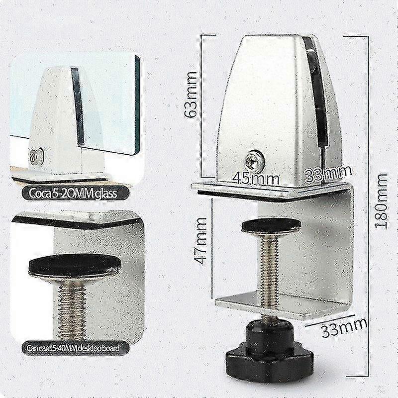 2 Pcs Office Desk Divider Clamp Privacy Screen Clip Holder Bracket ...