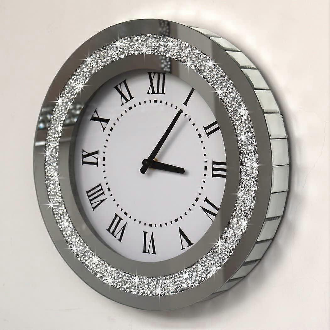 Crystal Glitter Sparkle Bling Crush Diamond Mirrored Clock Wall ...
