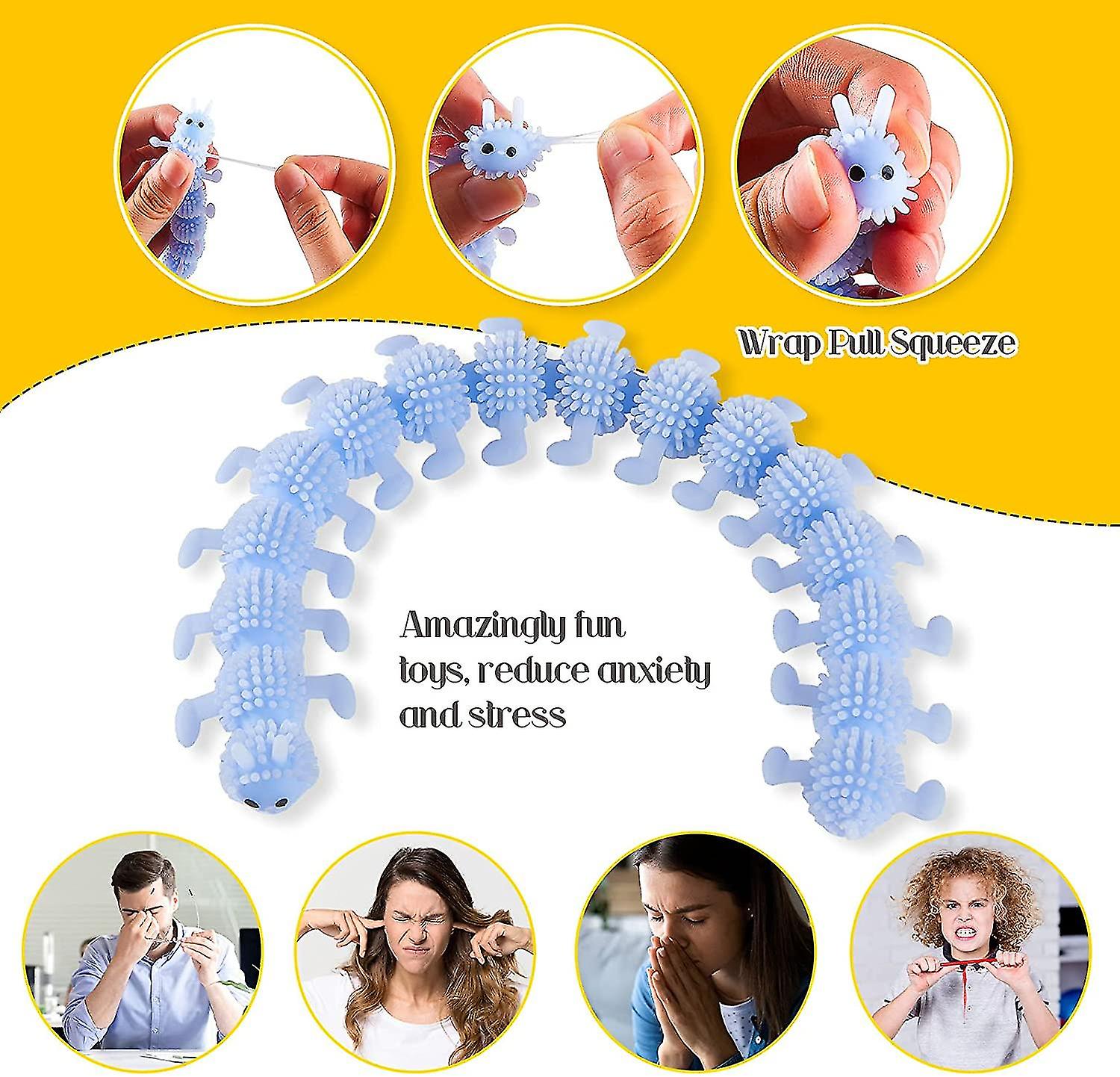 6 Pieces Luminous Caterpillars Fidget Sensory Toy For Anxiety, Stress ...